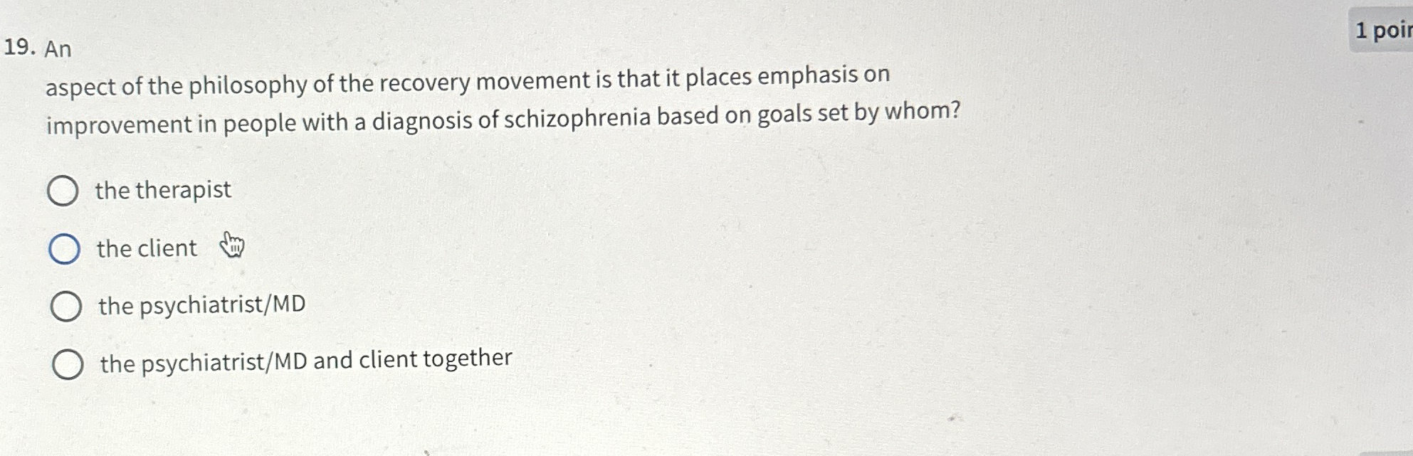 Solved An aspect of the philosophy of the recovery movement | Chegg.com