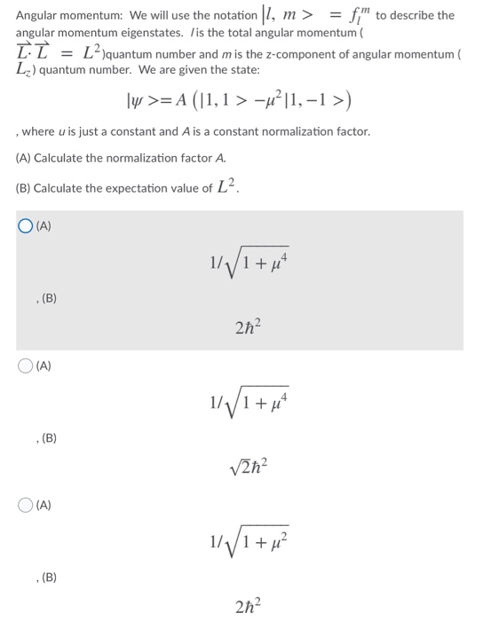 Solved Angular momentum: We will use the notation 1, m > = | Chegg.com