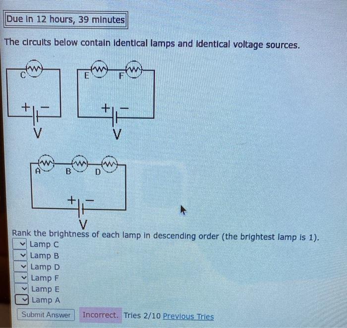 Solved The circuits below contain identical lamps and | Chegg.com