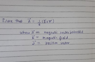 Prove that vec(A)=12(vec(B)×vec(n))Where vec(A)= | Chegg.com
