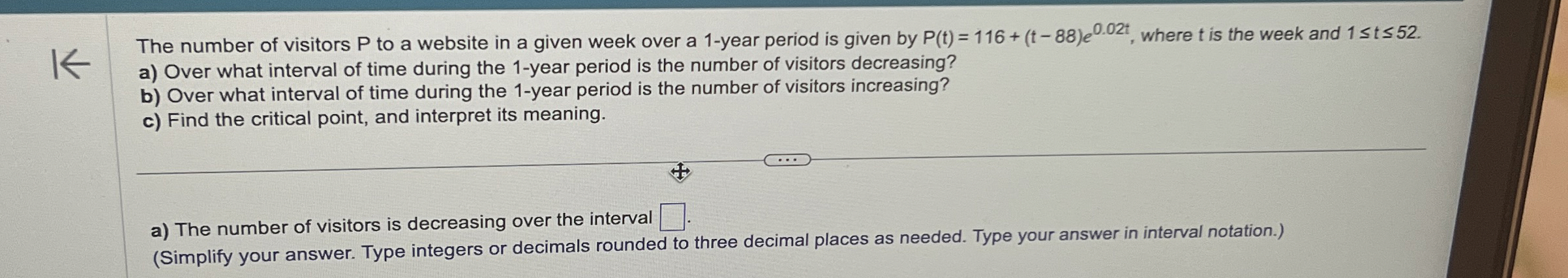 Solved The number of visitors P ﻿to a website in a given | Chegg.com