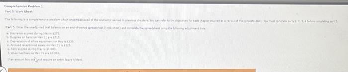 Comprehensive Problem 1 Part 5: Work Sheet The | Chegg.com