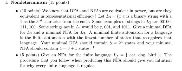 Solved - (10 points) We know that DFAs and NFAs are | Chegg.com