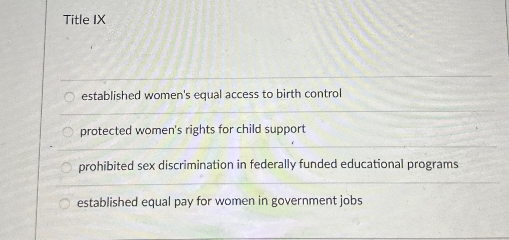 Solved Title IXestablished women's equal access to birth | Chegg.com