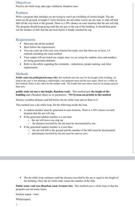 Objectives Practice do-while loop, data type | Chegg.com