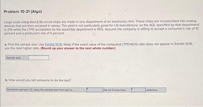 Solved Problem 10-31 (Algo) Large-scale integrated (LSI) | Chegg.com