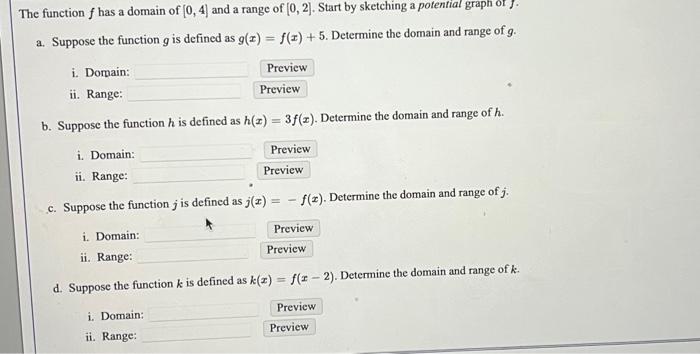Solved The Function F Has A Domain Of [0 4] And A Range Of