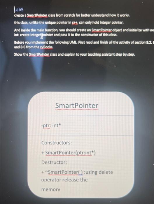 Solved Lab5 Create A Smartointer Class From Scratch For