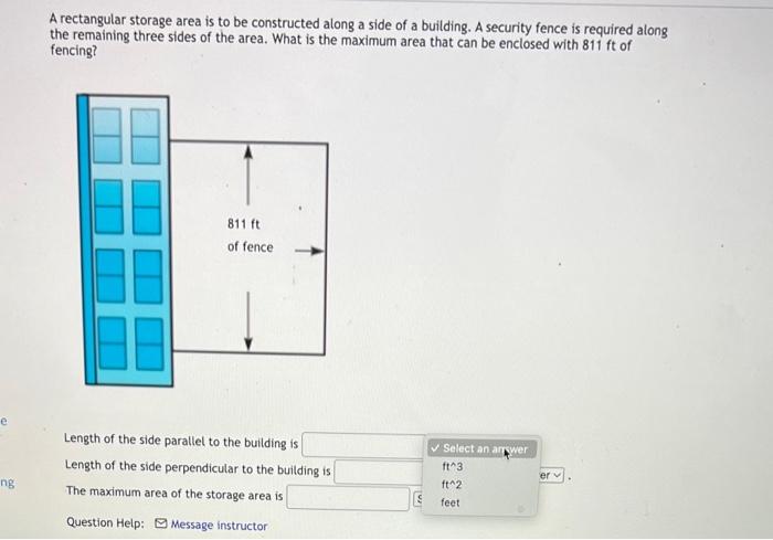 Solved A rectangular storage area is to be constructed along | Chegg.com