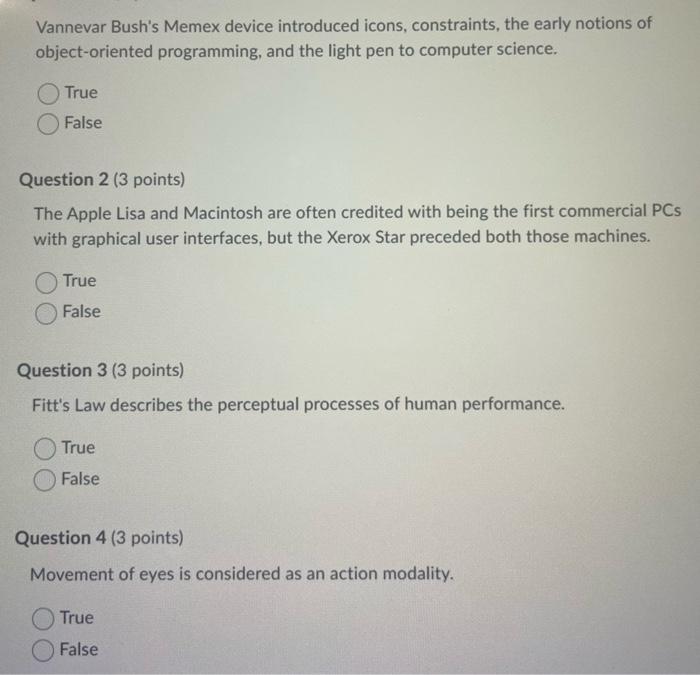 Solved Vannevar Bush's Memex device introduced icons, | Chegg.com