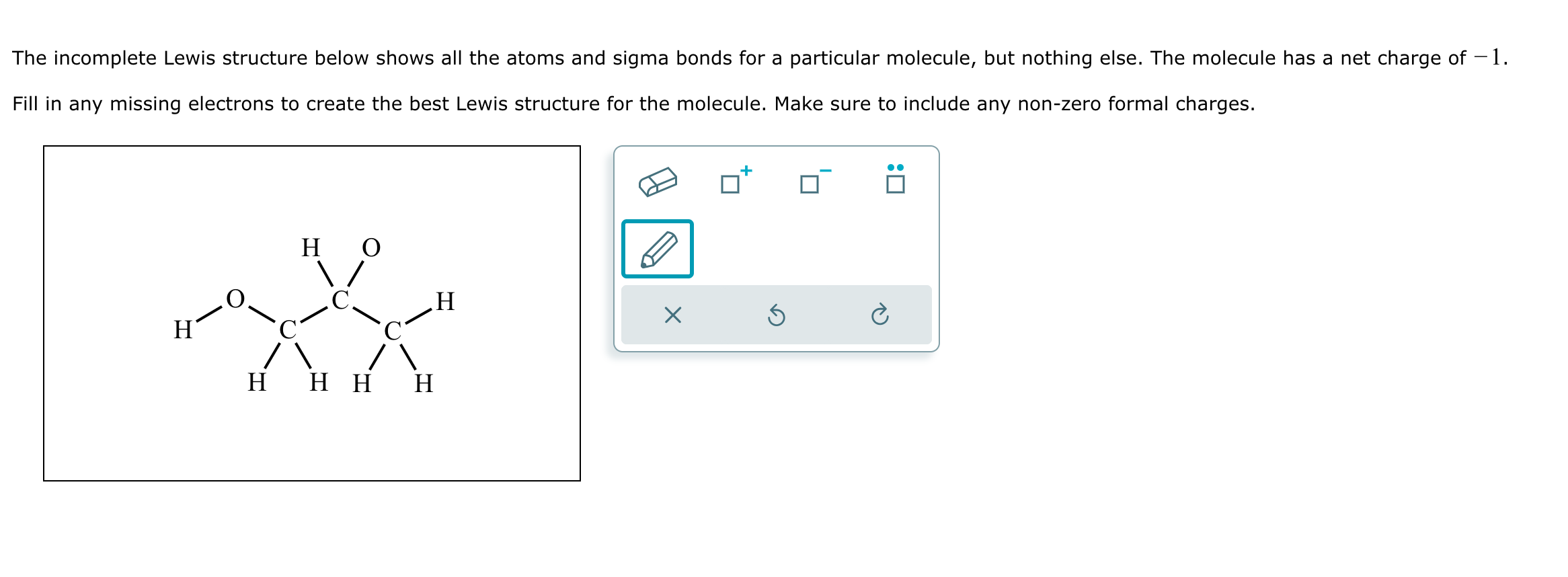 Solved The incomplete Lewis structure below shows all the | Chegg.com
