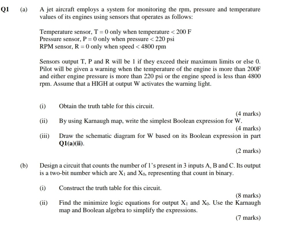 Solved Q1 (a) A jet aircraft employs a system for monitoring | Chegg.com