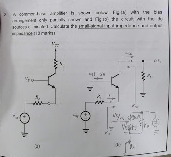 Solved A common-base amplifier is shown below, Fig.(a) ﻿with | Chegg.com
