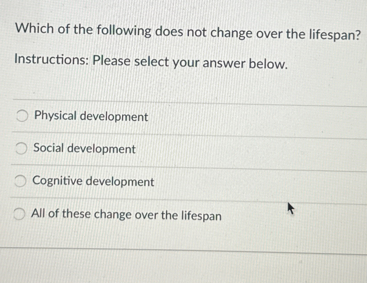 Solved Which of the following does not change over the | Chegg.com