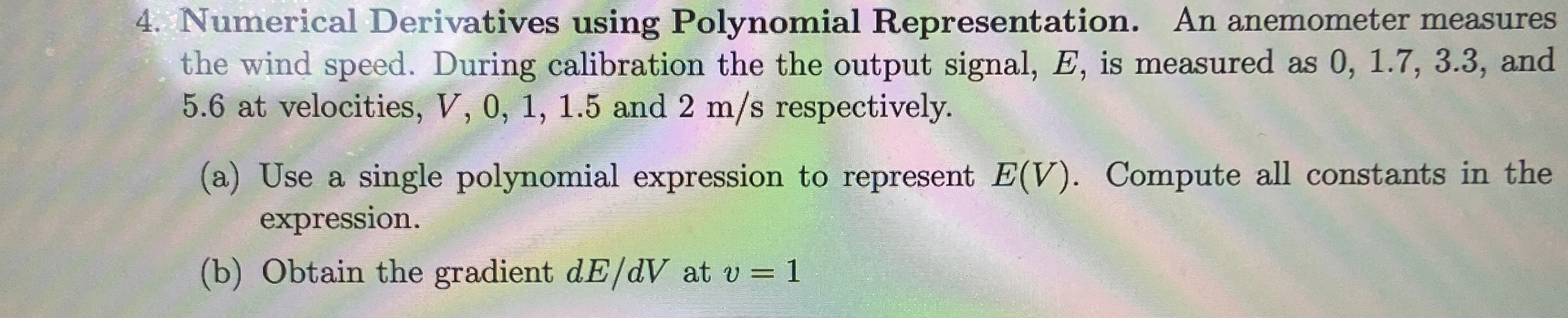 Solved Numerical Derivatives using Polynomial | Chegg.com