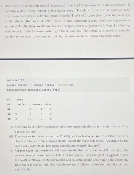 Solved 3. Download the dataset MorderGE. RData and then load | Chegg.com