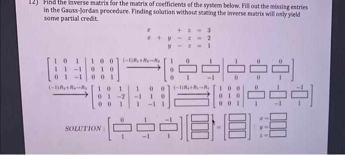 Solved 12) Find the inverse matrix for the matrix of | Chegg.com