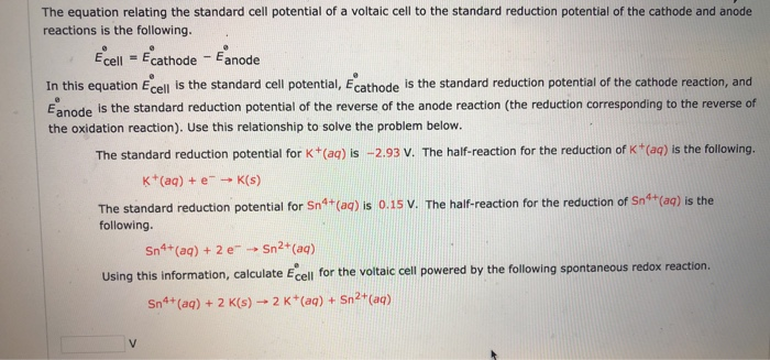 Solved The equation relating the standard cell potential of | Chegg.com