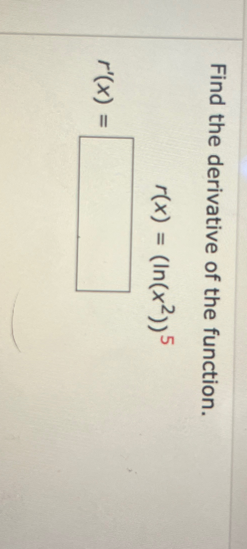 Solved Find the derivative of the | Chegg.com