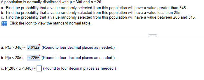 Solved A population is normally distributed with μ=300 ﻿and | Chegg.com