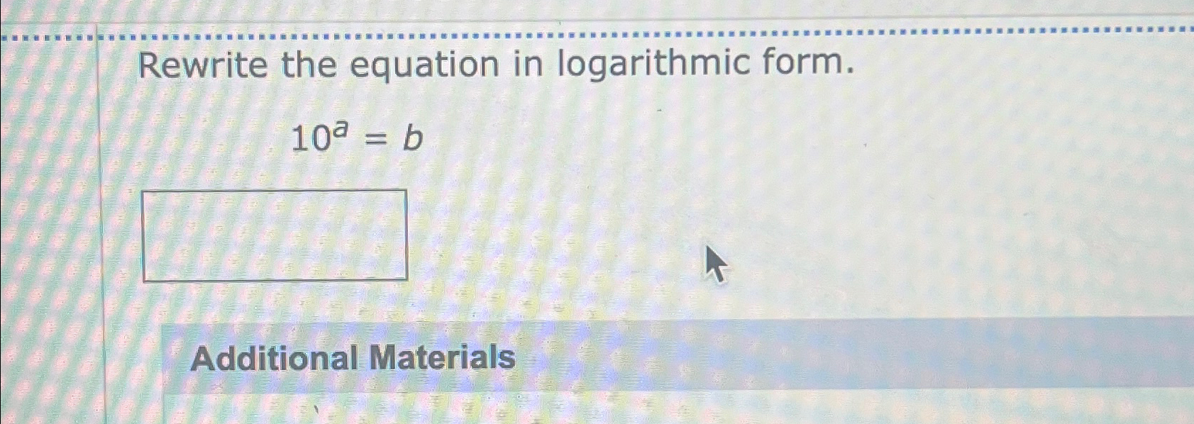 Solved Rewrite the equation in logarithmic | Chegg.com