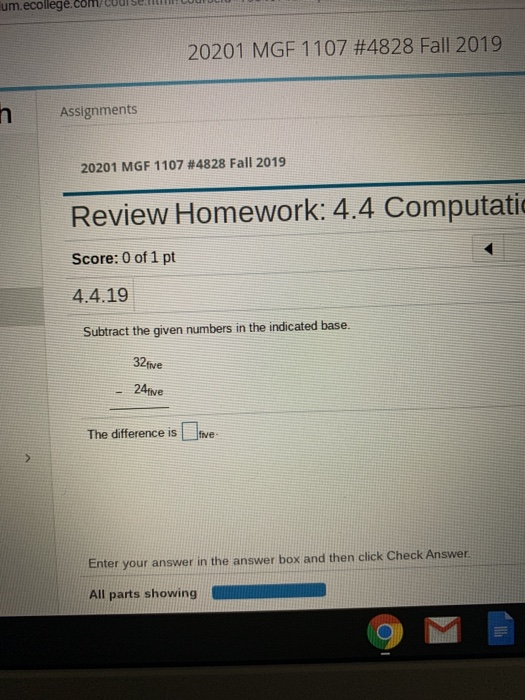 Solved 20201 MGF 1107 #4828 Fall 2019 Assignments 20201 MGF | Chegg.com