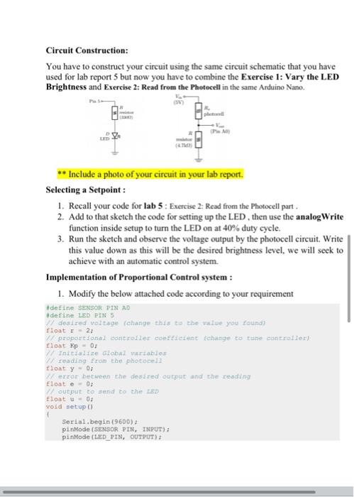 Solved Lab Experiment 6: Implementing a proportional Control | Chegg.com
