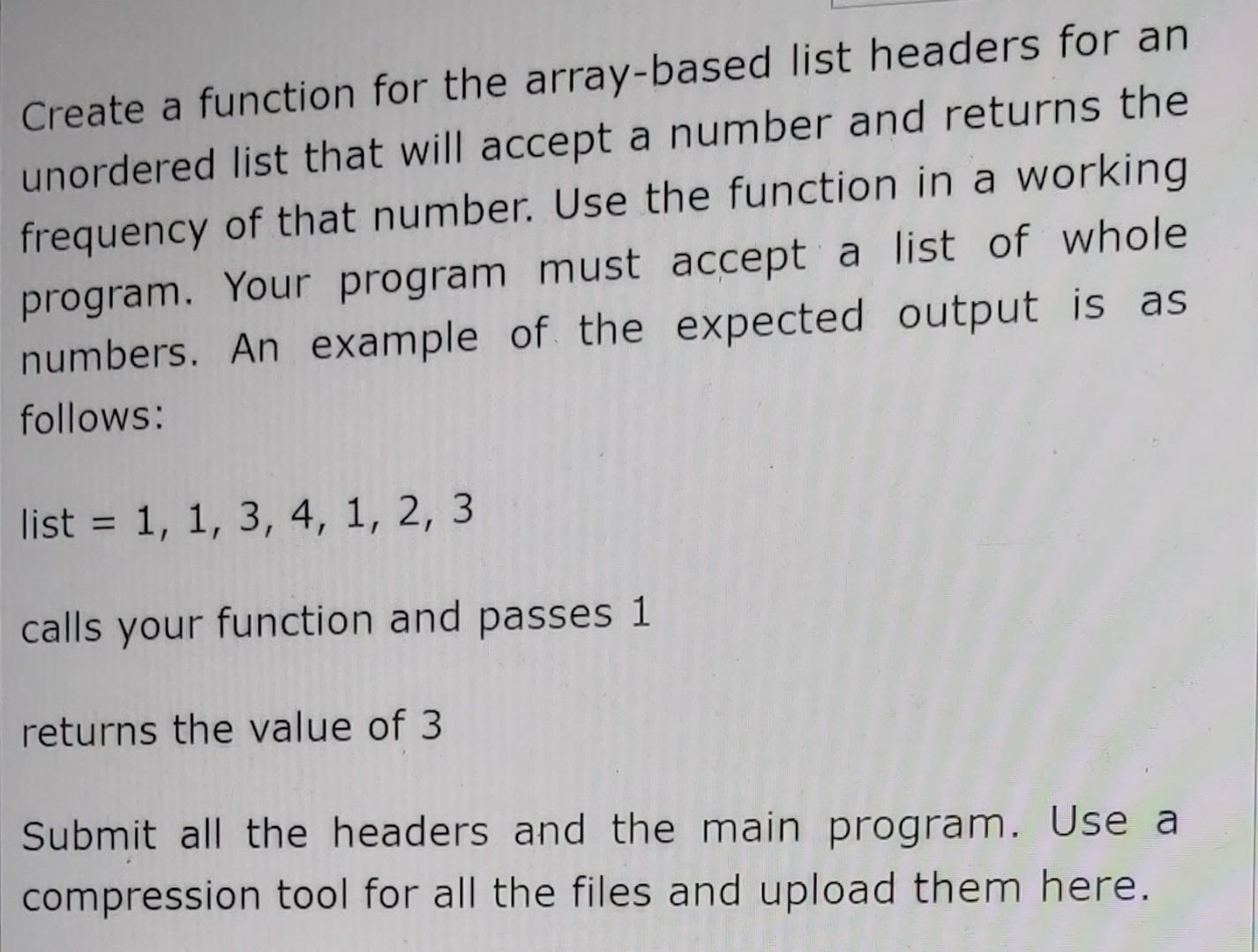Solved Create a function for the array-based list headers | Chegg.com