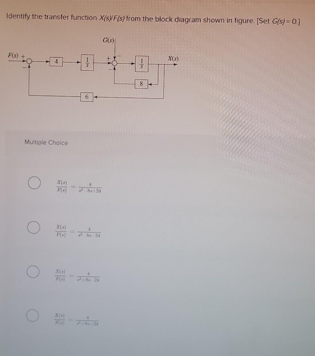 Solved Identify the transfer function X(s)/F(s) from the | Chegg.com