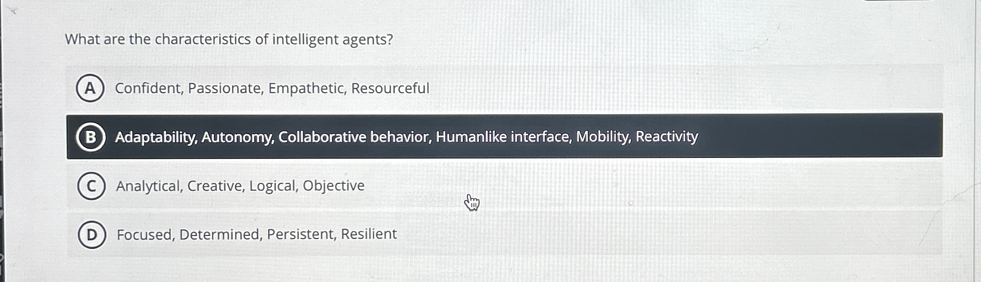 Solved What are the characteristics of intelligent | Chegg.com