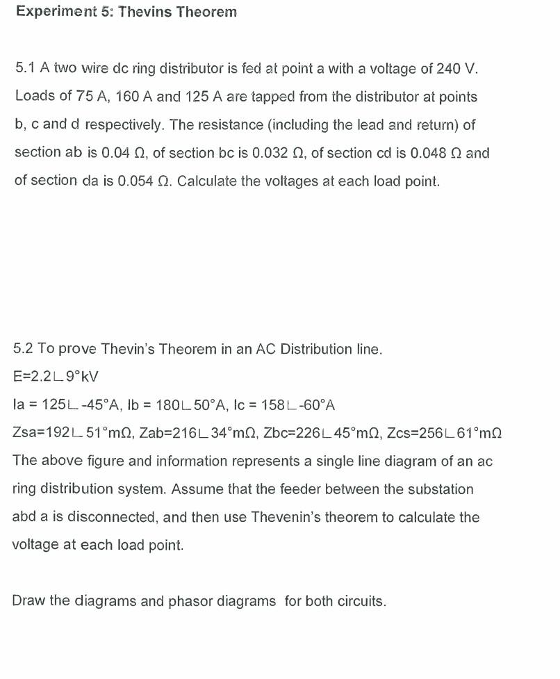 Solved 5.1 A two wire dc ring distributor is fed at point a | Chegg.com