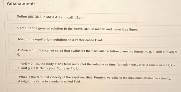 Solved The velocity v of a freefalling skydiver is well | Chegg.com