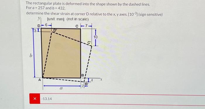 Solved The rectangular plate is deformed into the shape | Chegg.com