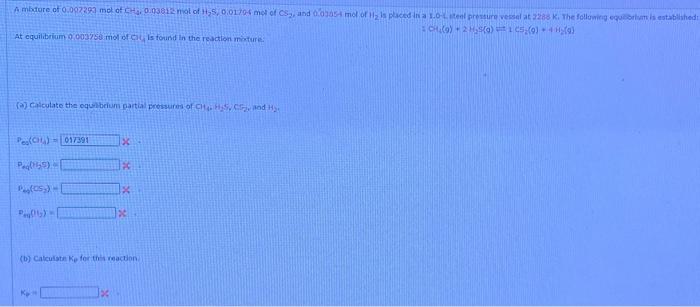 At equilibrium 0.003750 mid of (b) Catculate K0 for | Chegg.com