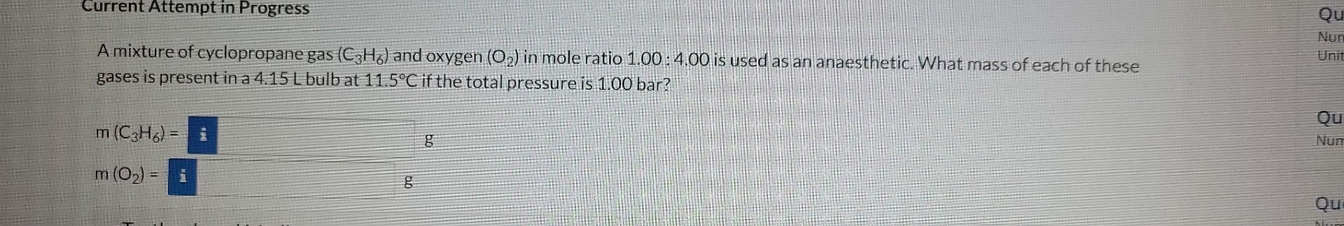 Solved A mixture of eyclopropane gas (C3H6) and oxygen (O2) | Chegg.com