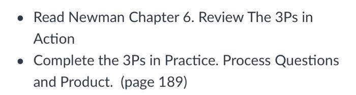 - Read Newman Chapter 6. Review The 3Ps in Action - | Chegg.com
