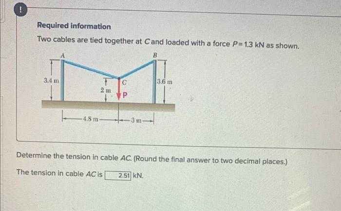 Solved Required information Two cables are tied together at | Chegg.com