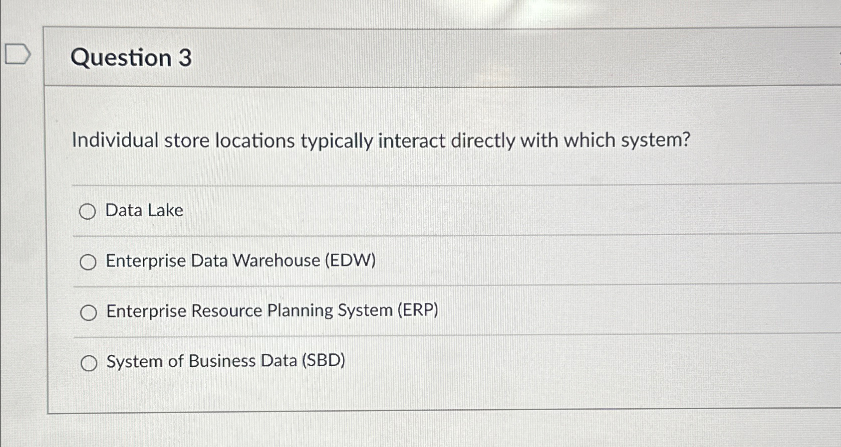 Solved Question 3Individual store locations typically | Chegg.com
