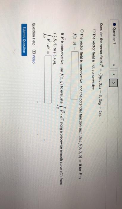 Solved Homework 6.3 Conservative Vector Fields Score: 3.3/11 | Chegg.com