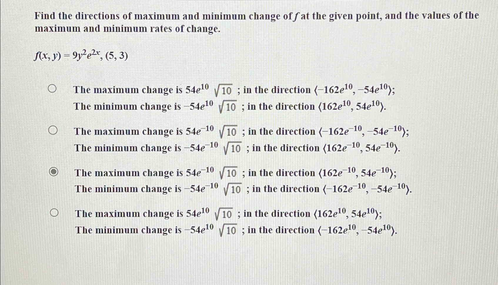 Solved Find the directions of maximum and minimum change of | Chegg.com