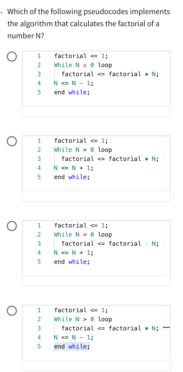 Which Of The Following Pseudocodes Implements The 