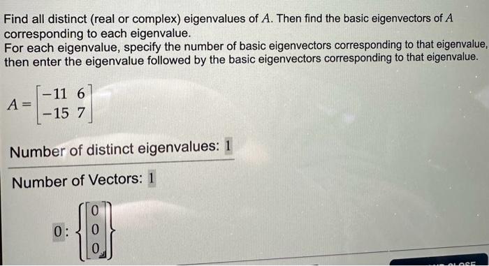 Solved Find all distinct (real or complex) eigenvalues of A. | Chegg.com