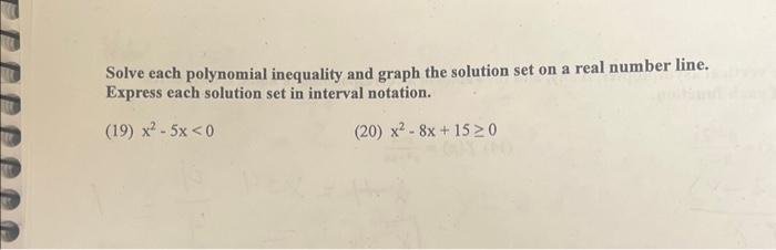 Solved Solve each polynomial inequality and graph the | Chegg.com
