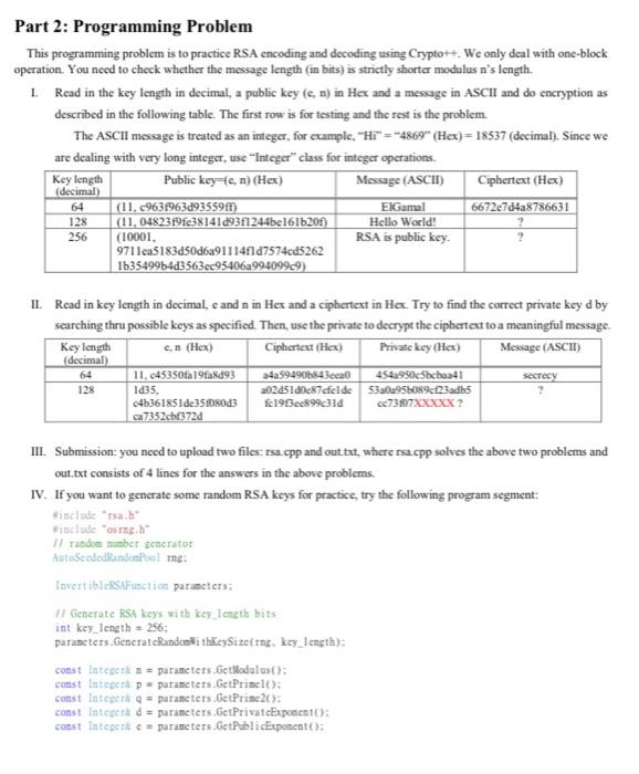 Solved a Part 2: Programming Problem This programming | Chegg.com