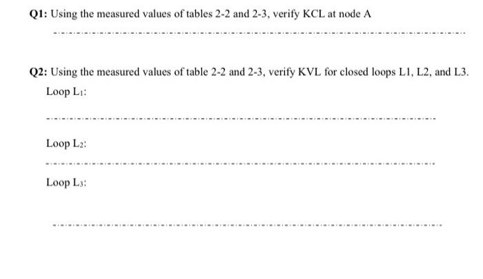 Solved Q1: Using the measured values of tables 2−2 and 2−3, | Chegg.com