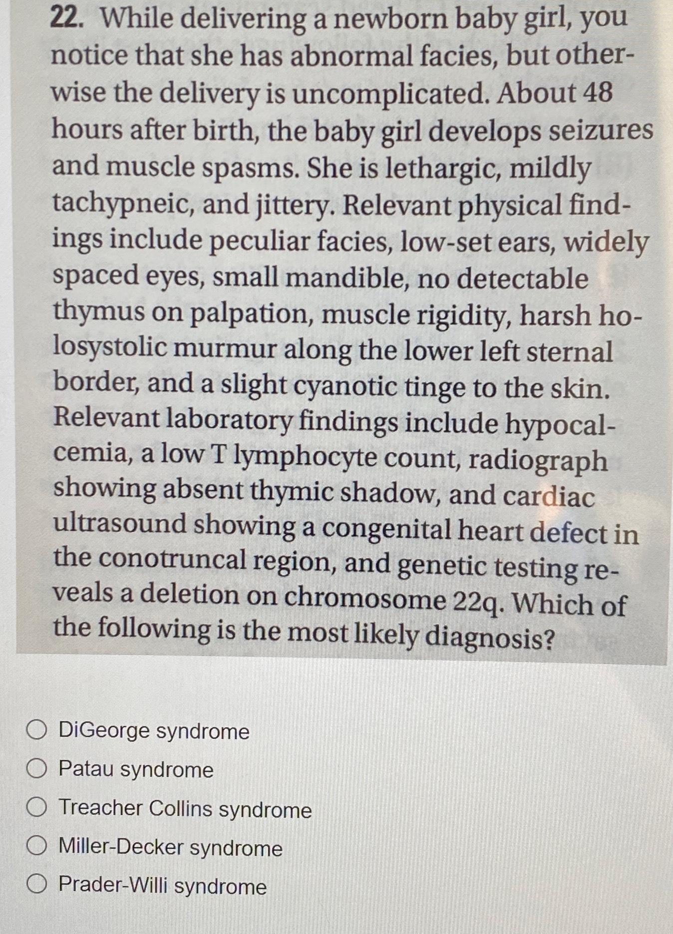 Solved While delivering a newborn baby girl, you notice that | Chegg.com