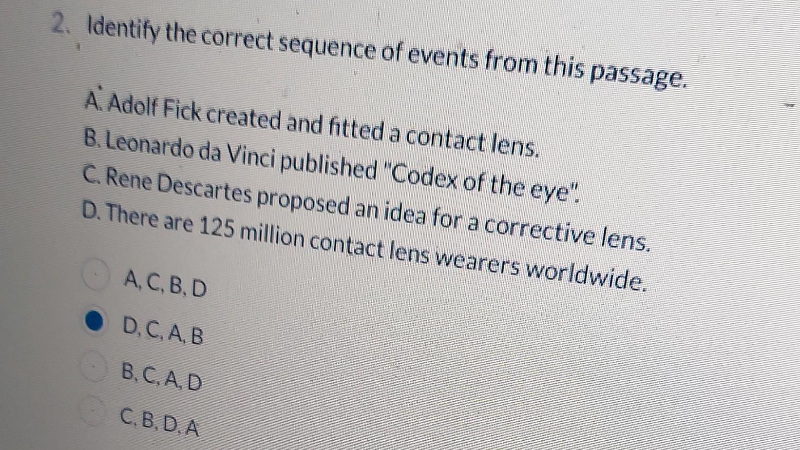 Solved 2. Identify the correct sequence of events from this | Chegg.com