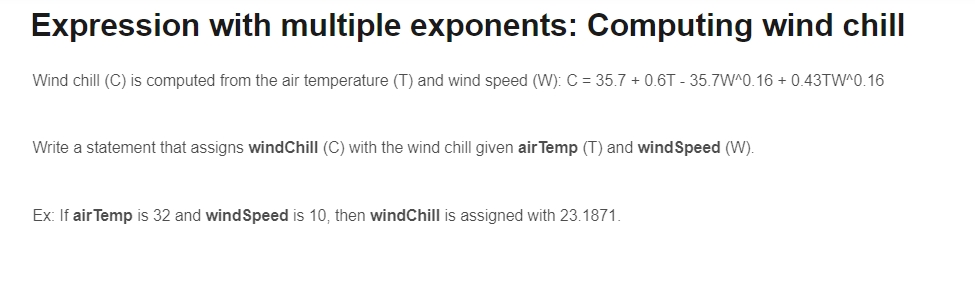 Solved Expression with multiple exponents: Computing wind | Chegg.com