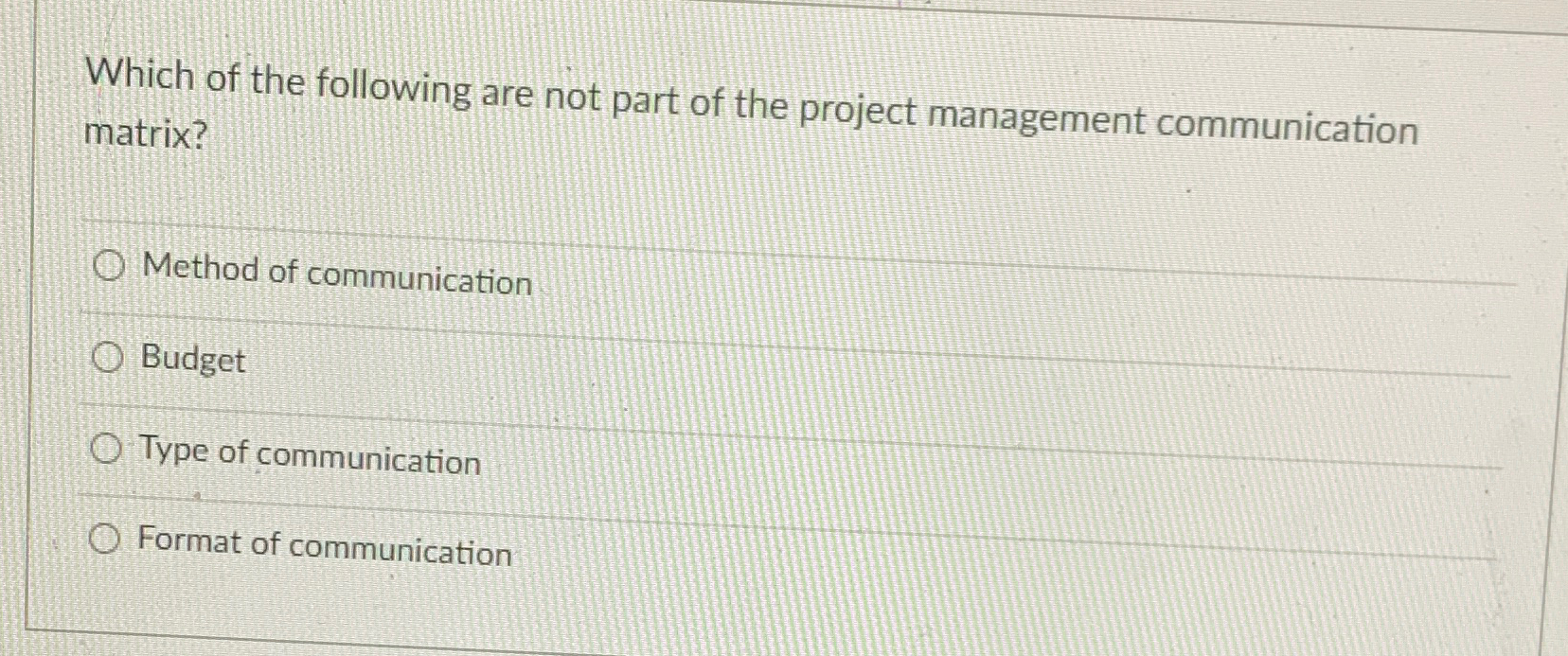 Solved Which of the following are not part of the project | Chegg.com