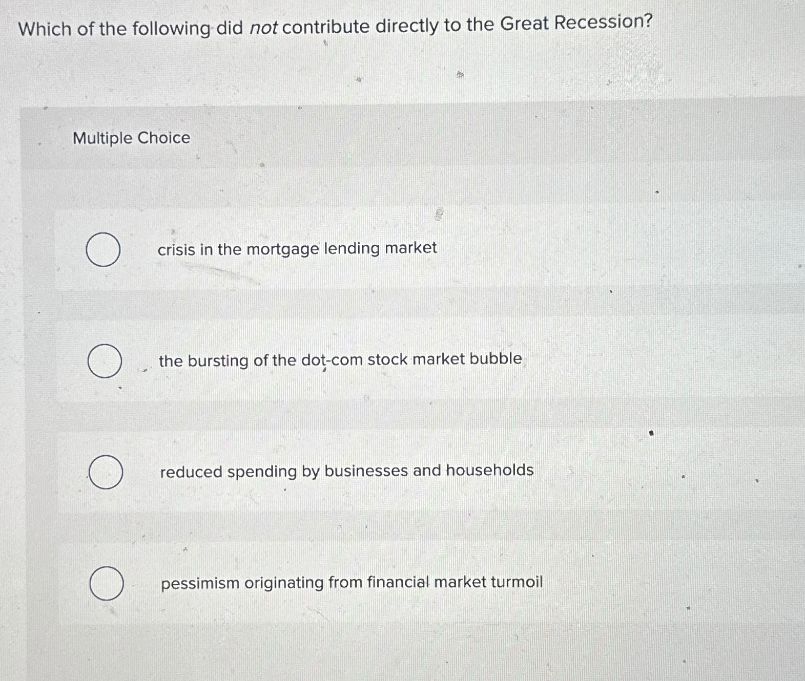 Solved Which of the following did not contribute directly to | Chegg.com